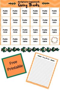 Scripture Copywork Free Printable "Giving Thanks" - HisLifeLearner.com
