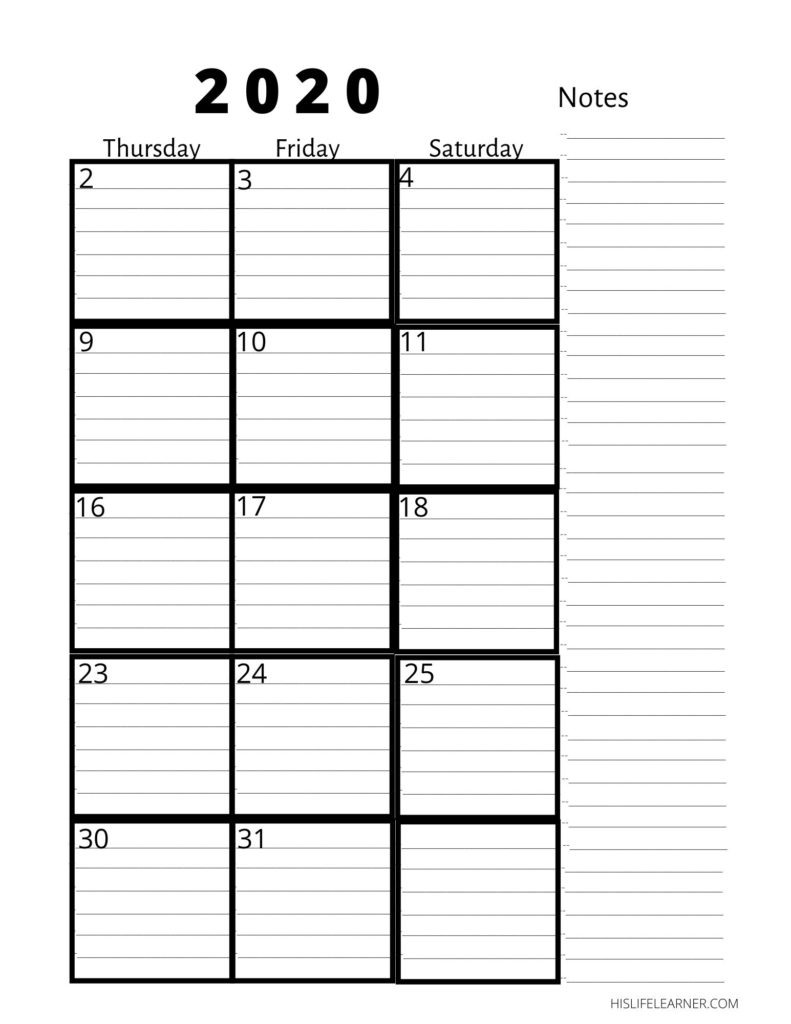 Free Editable 2020 Calendar Printable - HisLifeLearner.com