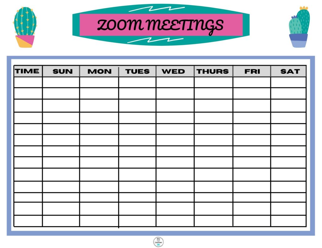 ZOOM Meeting Free Printables - HisLifeLearner.com